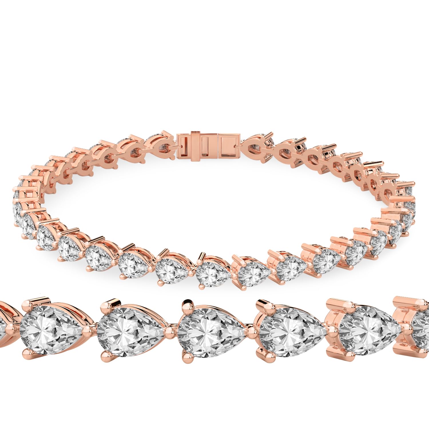 FRIENDLY DIAMONDS 3 Carat IGI Certified Lab Grown Diamond Bracelet Line 7" | 14K in Rose Gold | Serene Pear Lab Diamond Tennis Bracelet | Three Prong Settings | FG-VS1-VS2 Quality