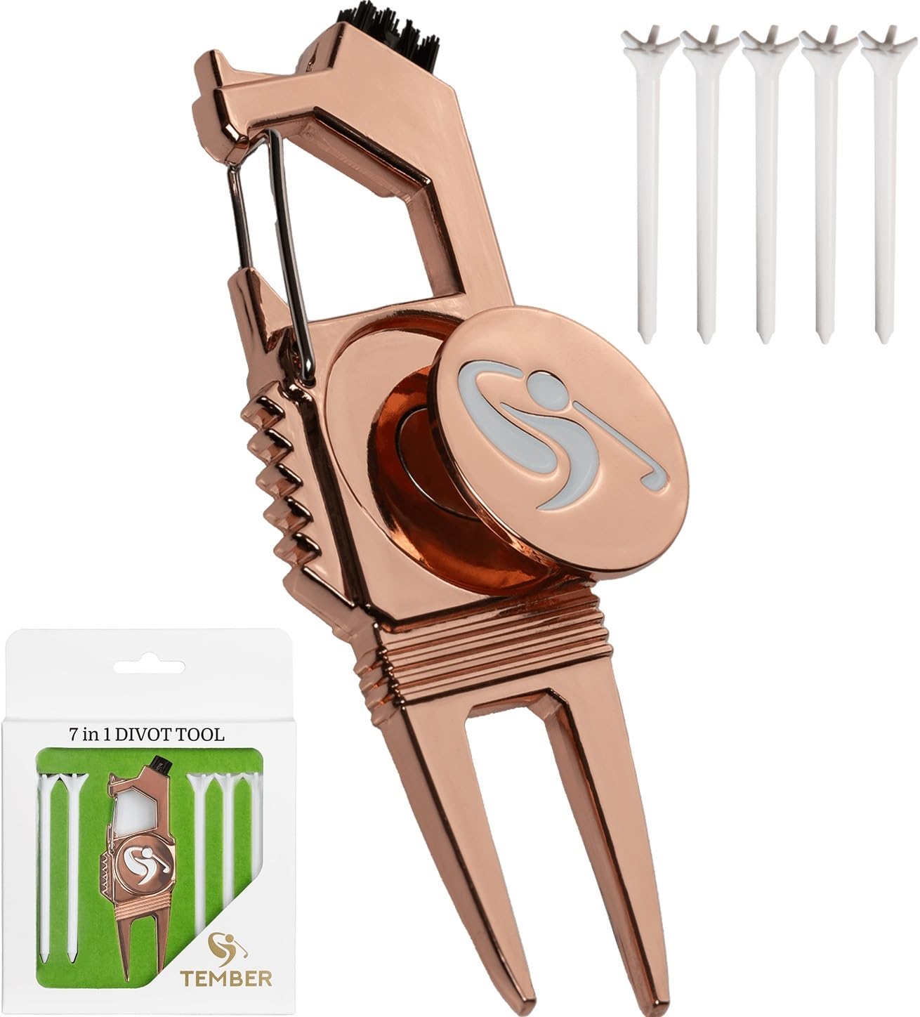 Golf Divot Tool with Golf Ball Marker and Golf Tees 3 1/4 inch - Golf Gifts for Men - Golf Accessories for Women