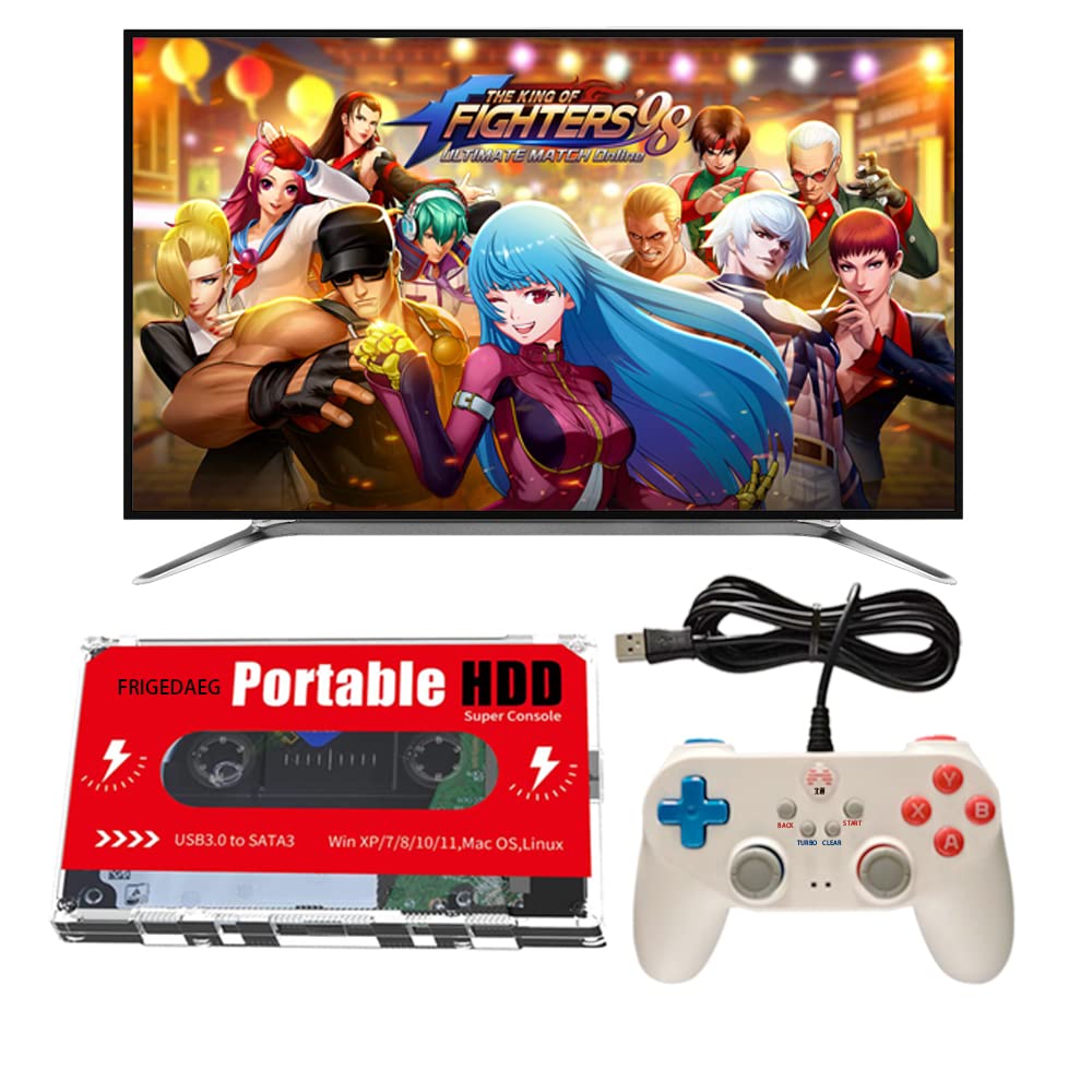 FRIGEDAEG HDD External Game Console with 120000+ Games, Video Gaming Consoles for Playing Computer Games,Supports PS1/PSP/MAME/GBA and Other Simulators, Hard Disk Game Box for PC/TV/Laptop,Best Gift