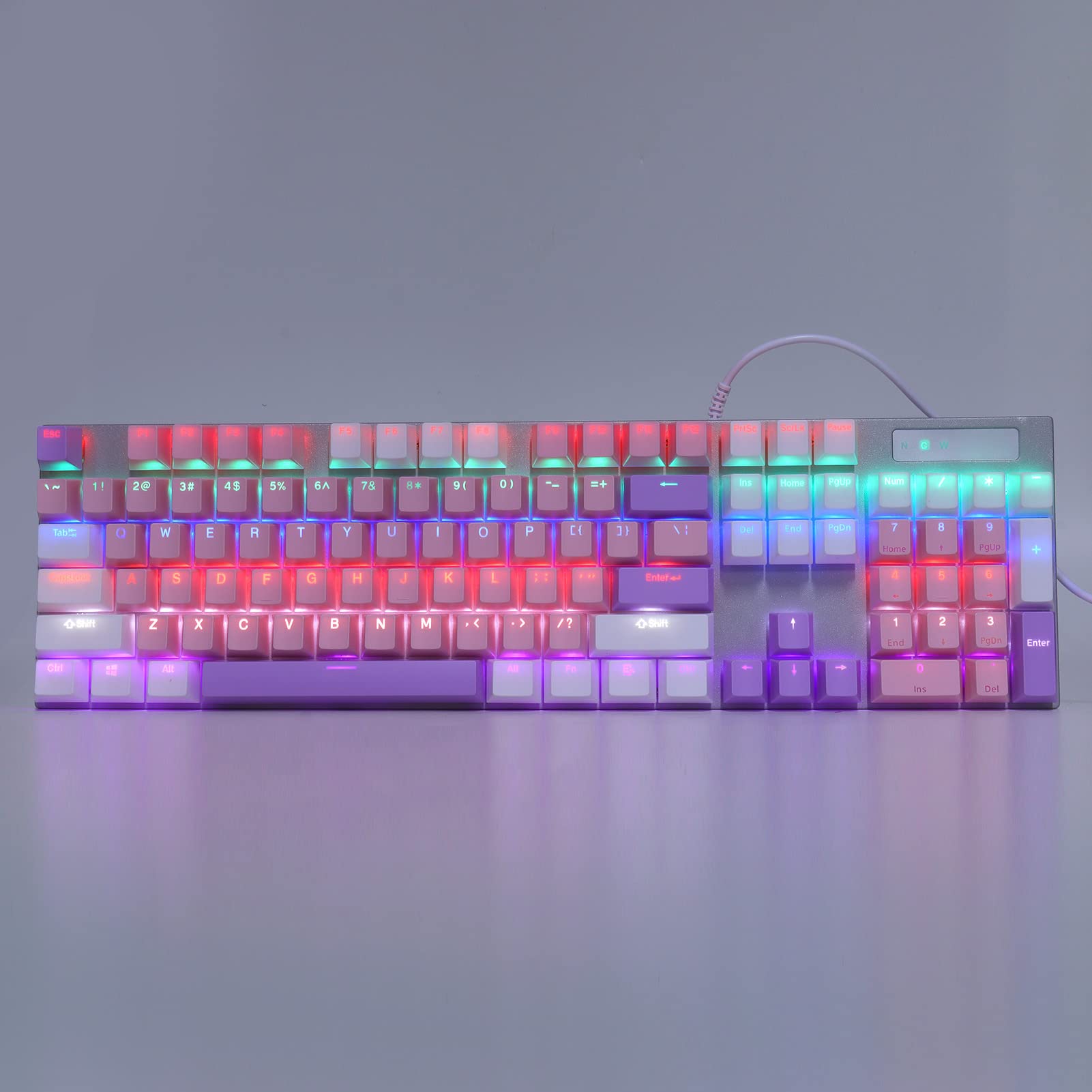 LBEC Mechanical Keyboard, RGB Backlight Wired 104 Keys Ergonomic Gaming Keyboard for PC (Red Switch)