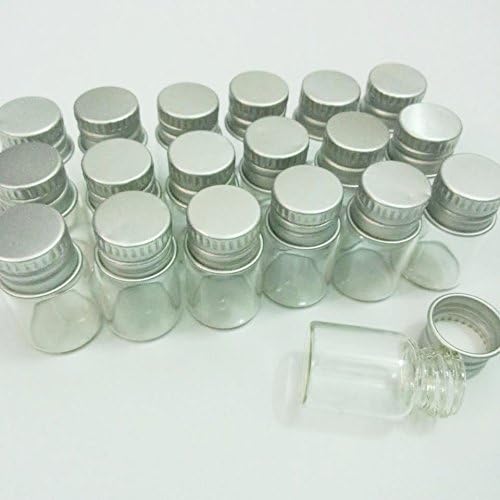 Luo House 10pcs 16x26mm Tiny Mini Small Clear Bottles Glass Vials 2.0ml 1/2 Dram with Caps