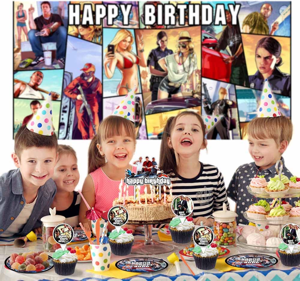 GTA Party Supplies Decorations Cake Topper Birthday Backdrop Background Decor