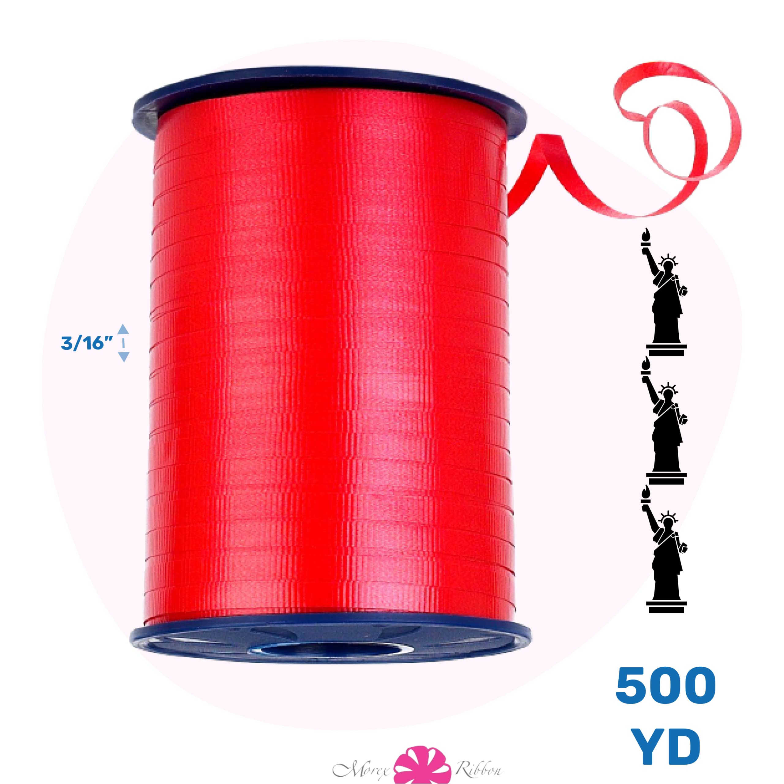 Morex Poly Crimped Curling Ribbon, 3/16-Inch by 500-Yard, Red