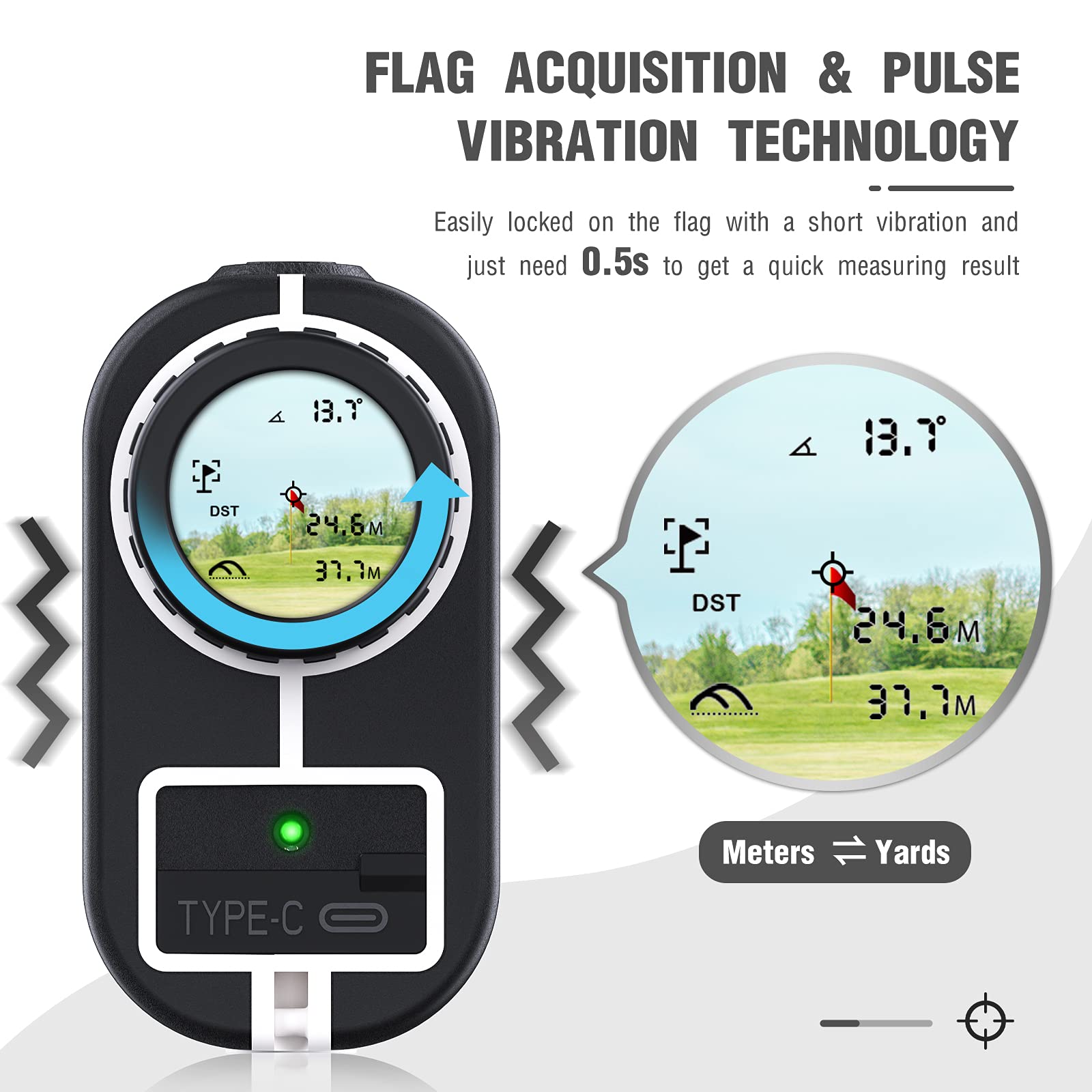 Golf Rangefinder - Range Finder Golfing for Accurate Yardage Measurement Slope On/Off 6X Magnification Flag Lock Pulse Vibration Golf Distance Device for Golfing Tournament Hunting Shooting