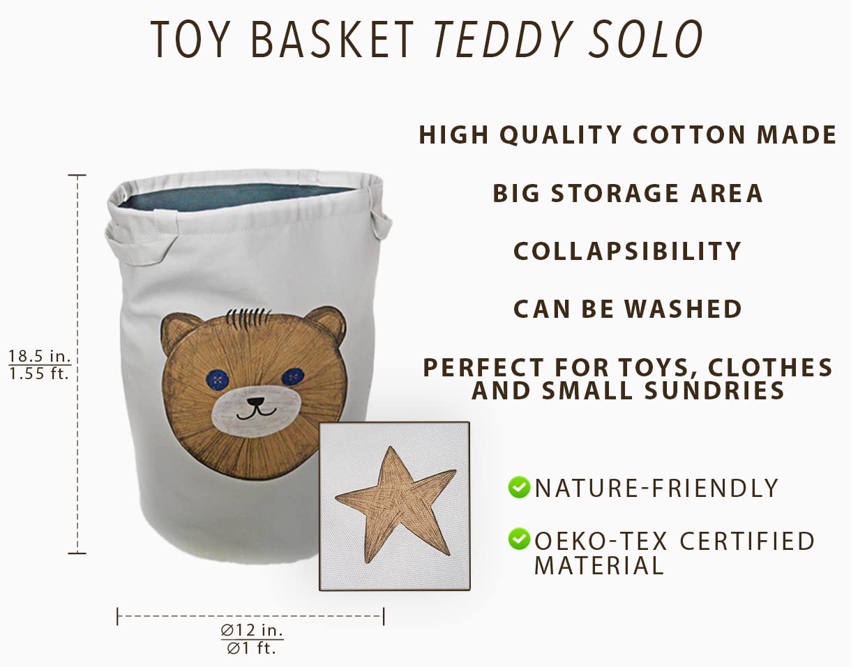 Toy Basket Storage Laundry For Kids Cotton Cute Canvas Baby Girl Boy Nursery Hamper by Gugu the Hero