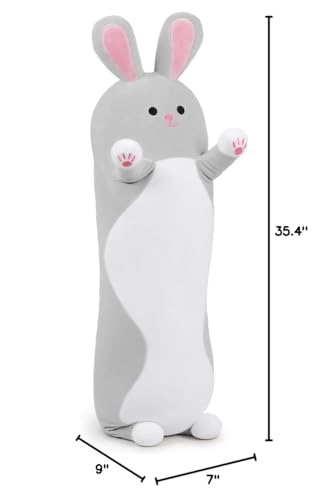 MIAOHAHA Long Bunny Rabbit Plush Toy Doll, Long Rabbit Stuffed Animal Hugging Pillow Hugging Pillow Gift for Kids and Girls(Gray Rabbit,90cm/35.4in)