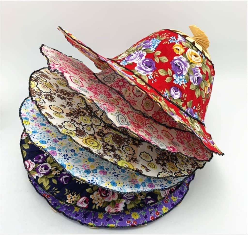 Folding Fan Women Folding Fan 2 in 1 Hand Fan Sunhat Hat Floral Printed Foldable Chinese Style Bamboo Fan Hand Fan (Color : A9, Size : 28cm)