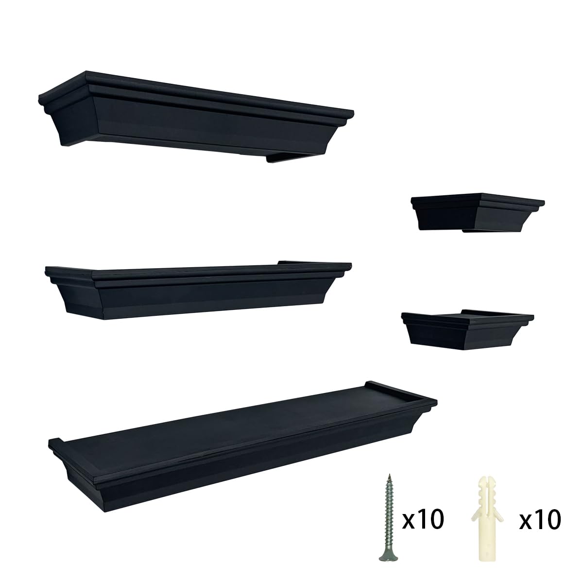 jomajo Floating Shelves for Room Decor, Shelves for Wall Storage, Wall Mounted Shelf for Plants,Books, Small Wall Shelves for Bedroom,Bathroom,Living Room,Kitchen(Black Set of 5)