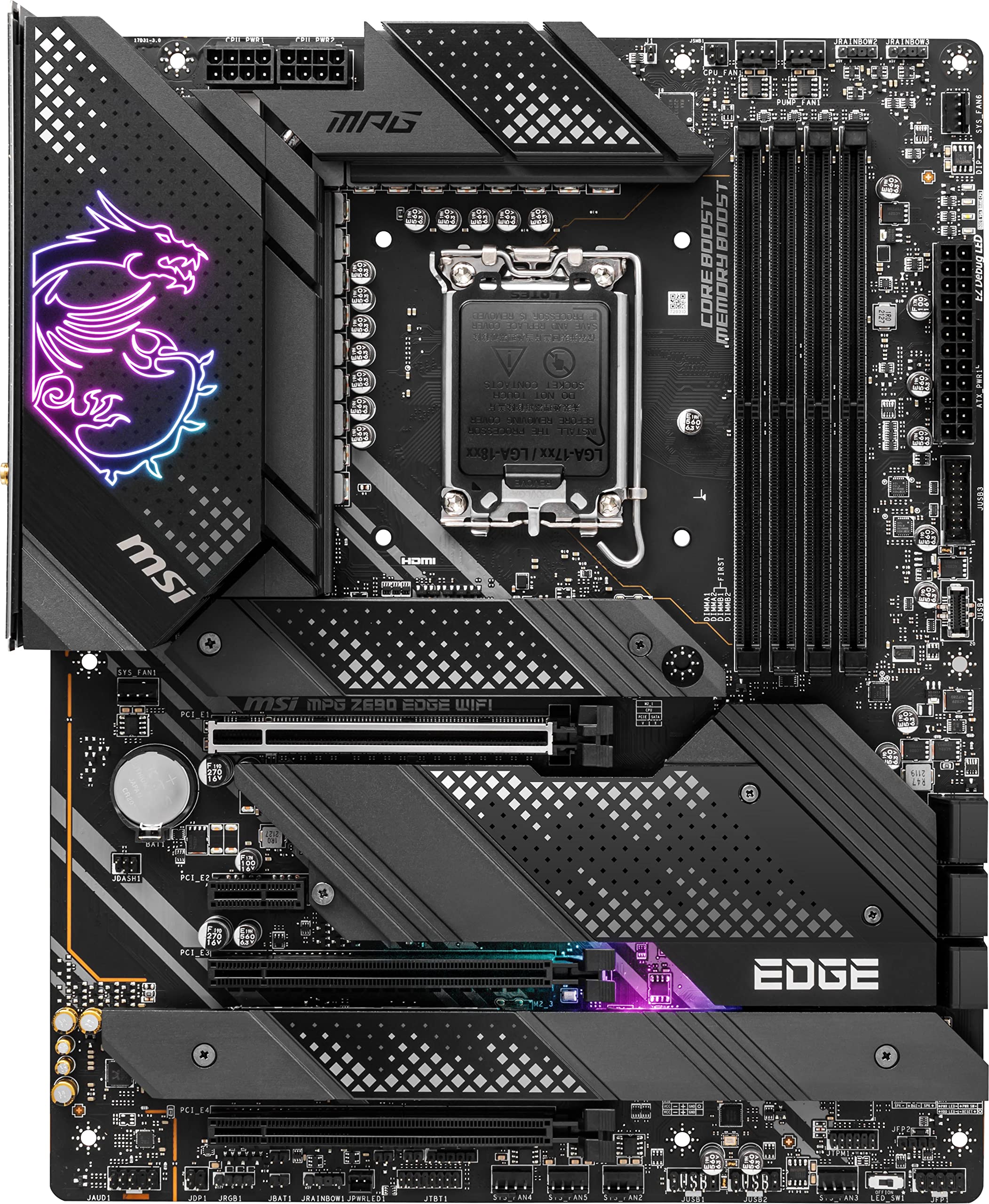 MSI MPG Z690 Edge WiFi Gaming Motherboard (ATX, 12th Gen Intel Core, LGA 1700 Socket, DDR5, PCIe 5, 2.5G LAN, M.2 Slots, Wi-Fi 6E)