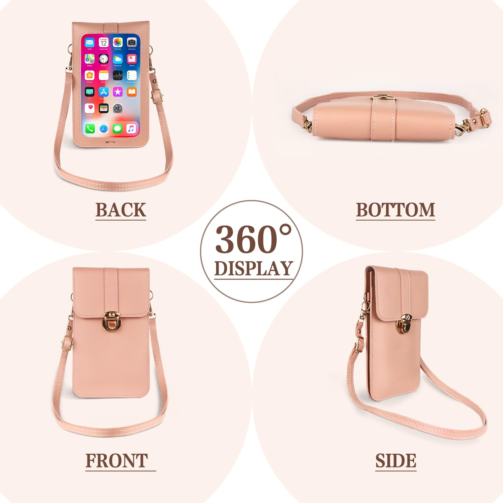 Toniker PU Leather Multi Pocket Casual Small Crossbody Bag Cell Phone Purse Wallet for Women