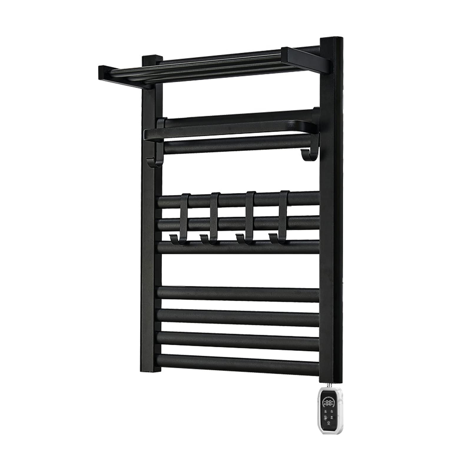 KELIBI Towel Warmer, 10 Heating Rails Wall Mounted Towel Heater, Stainless Steel 2-in-1 Towel Warmer Rack for Bathroom, Remote Control Temperature Towel Rack, with Timer, for Balconies, Kitchen-Black