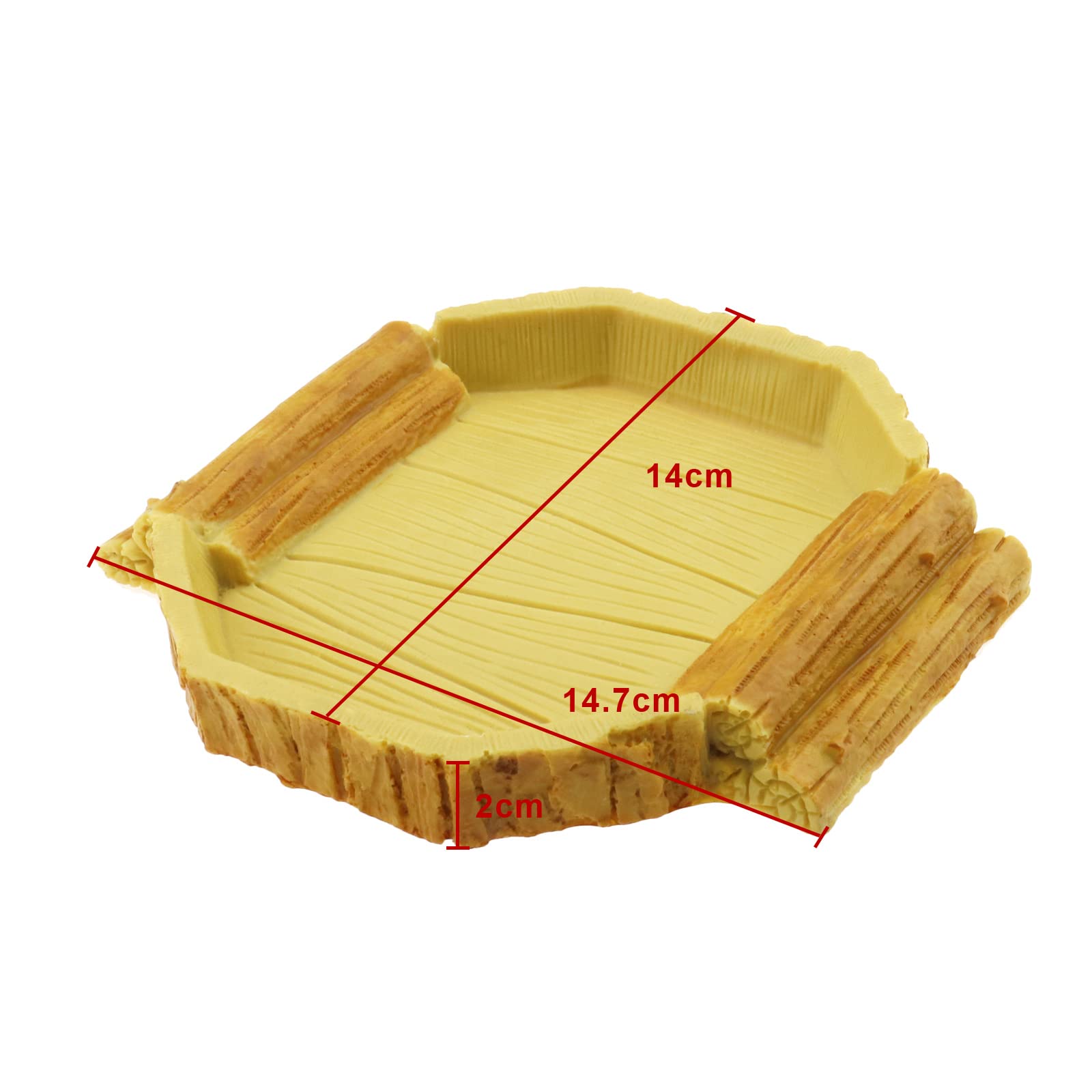 Micro Traders Reptile Water Bowl Resin Food Dish Bearded Dragon Feeding Tray for Chameleon Turtle Lizard Gecko Spider Amphibian Supplies 14.7x14x2cm