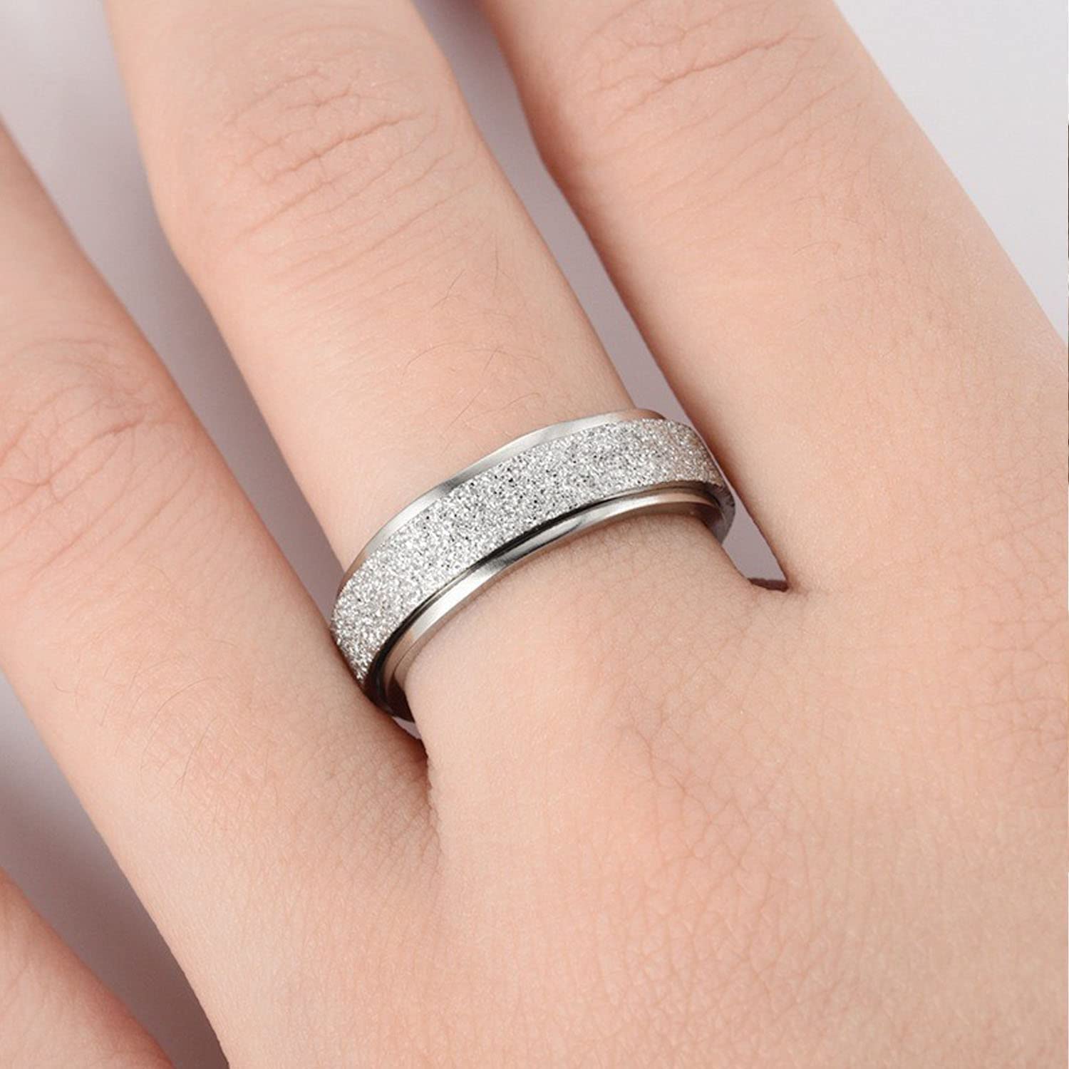 Frostaly Potassium Ion Spinning Ring, Frostaly Potassium Ion Spinning Ring, Anxiety Ring for Women Silver (7)