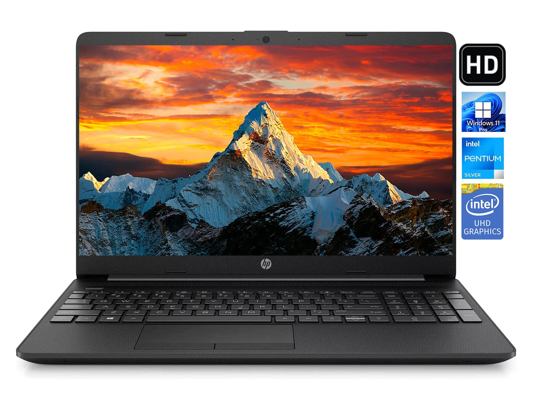 HP [Windows 11 Pro] Business Laptop, 15.6" HD Display, Intel Pentium Silver N5030 Processor, 8GB RAM, 256GB SSD, Type-C, RJ-45, HDMI, Numeric Keypad, Full-Size Keyboard, Long Battery Life, Black,PCS
