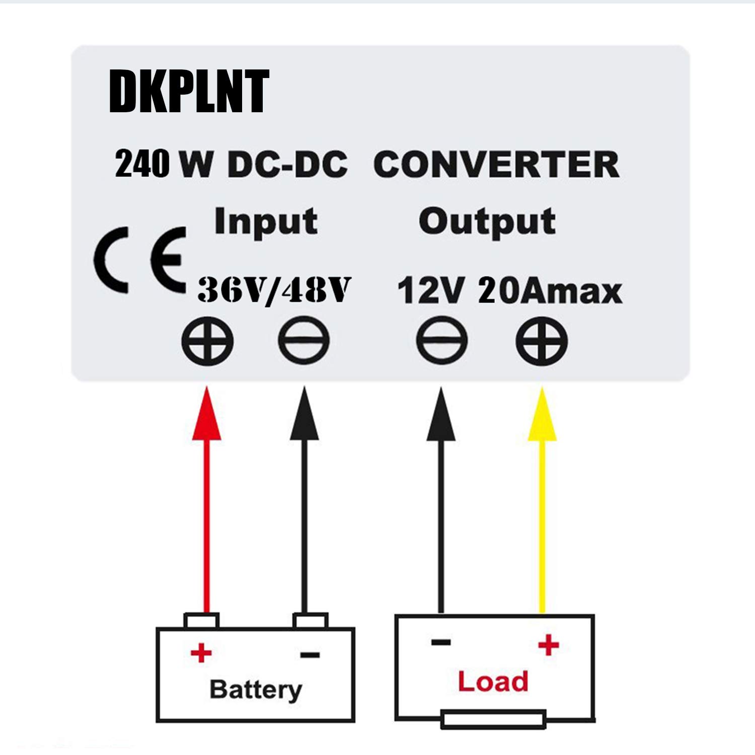 dkplnt 20A 240W 12v Golf Cart 48V 36V to 12V Converter Voltage Regulator Reducer Transformer with Fuse