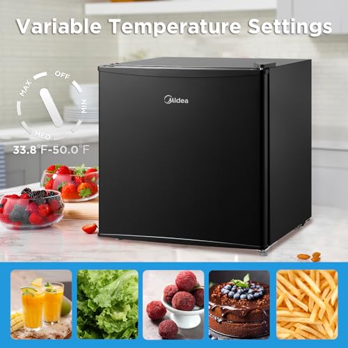 Midea MERM17S1ABB Cu.ft Mini Fridge Compact Refrigerator, 1.7 Cubic Feet, Black