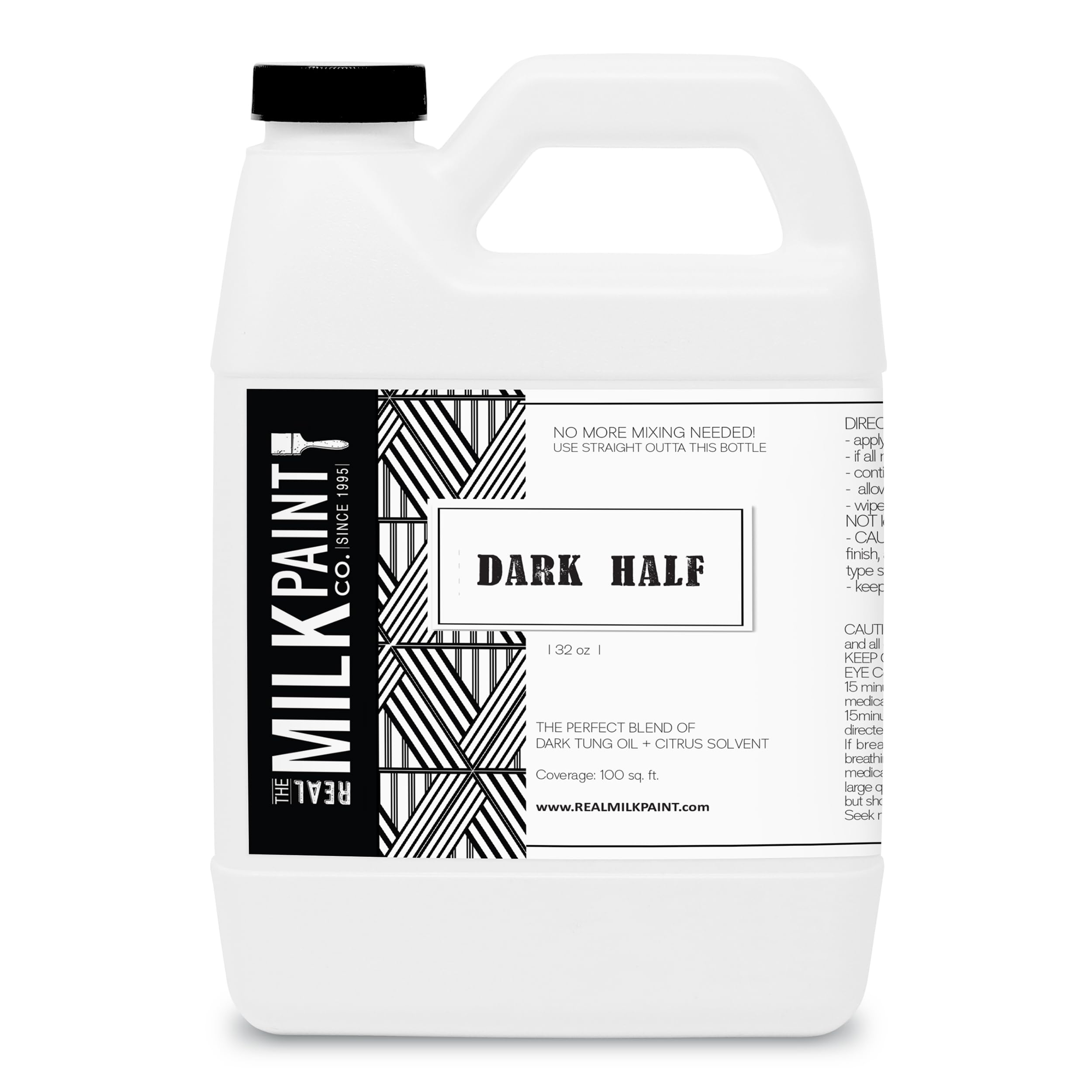 Real Milk Paint Dark Half Tung Oil Mix for Wood Finishing, Cutting Boards, Butcher Blocks, Wood Floors, Clay, Stone, Slate, Food Grade, 32 Ounces