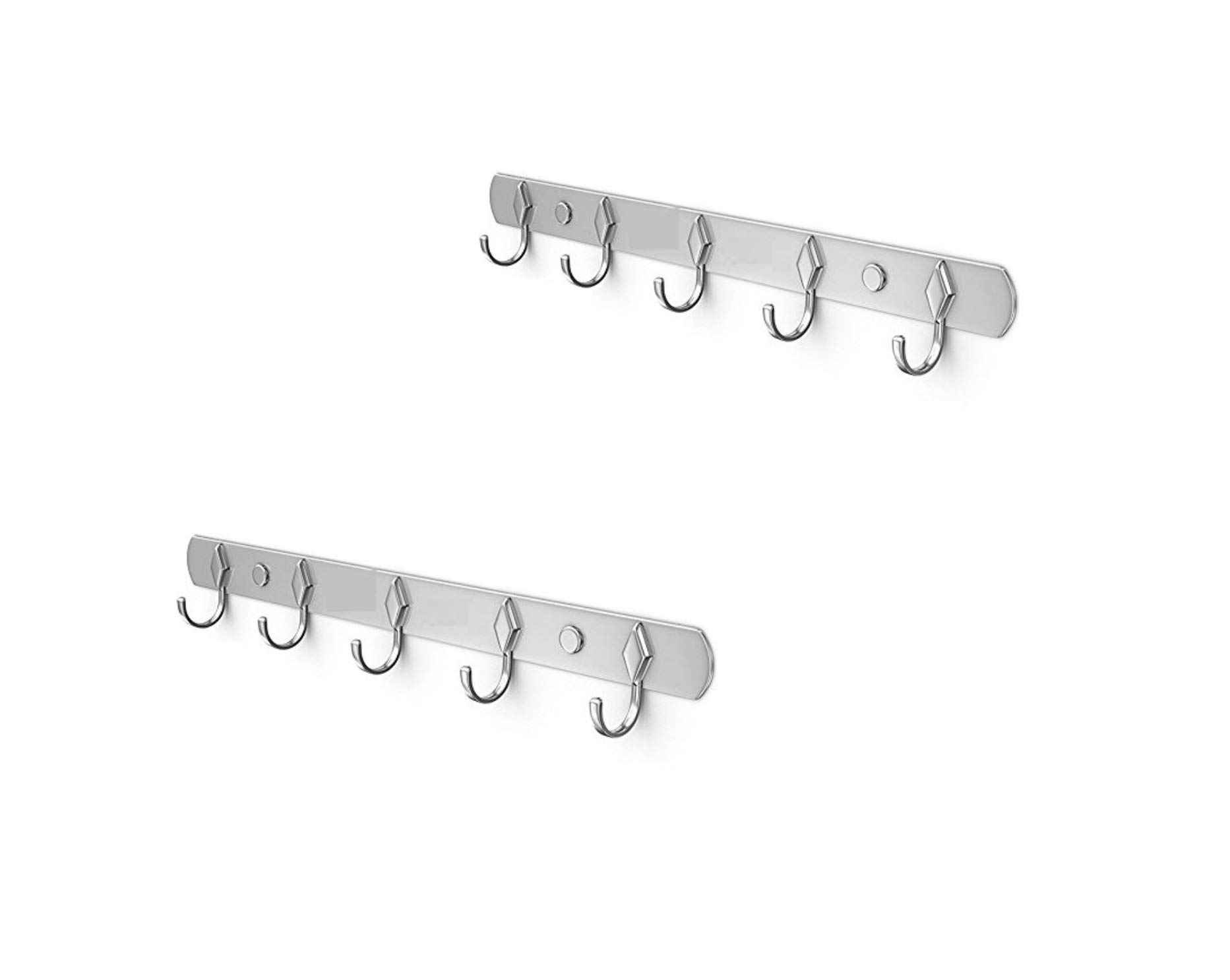 Professional Wall Mount Hook Rack for Barbecue BBQ Utensils Coats Pots Bathroom Towels 5 Hooks Rail for Hanging-Heavy Duty Stainless Steel
