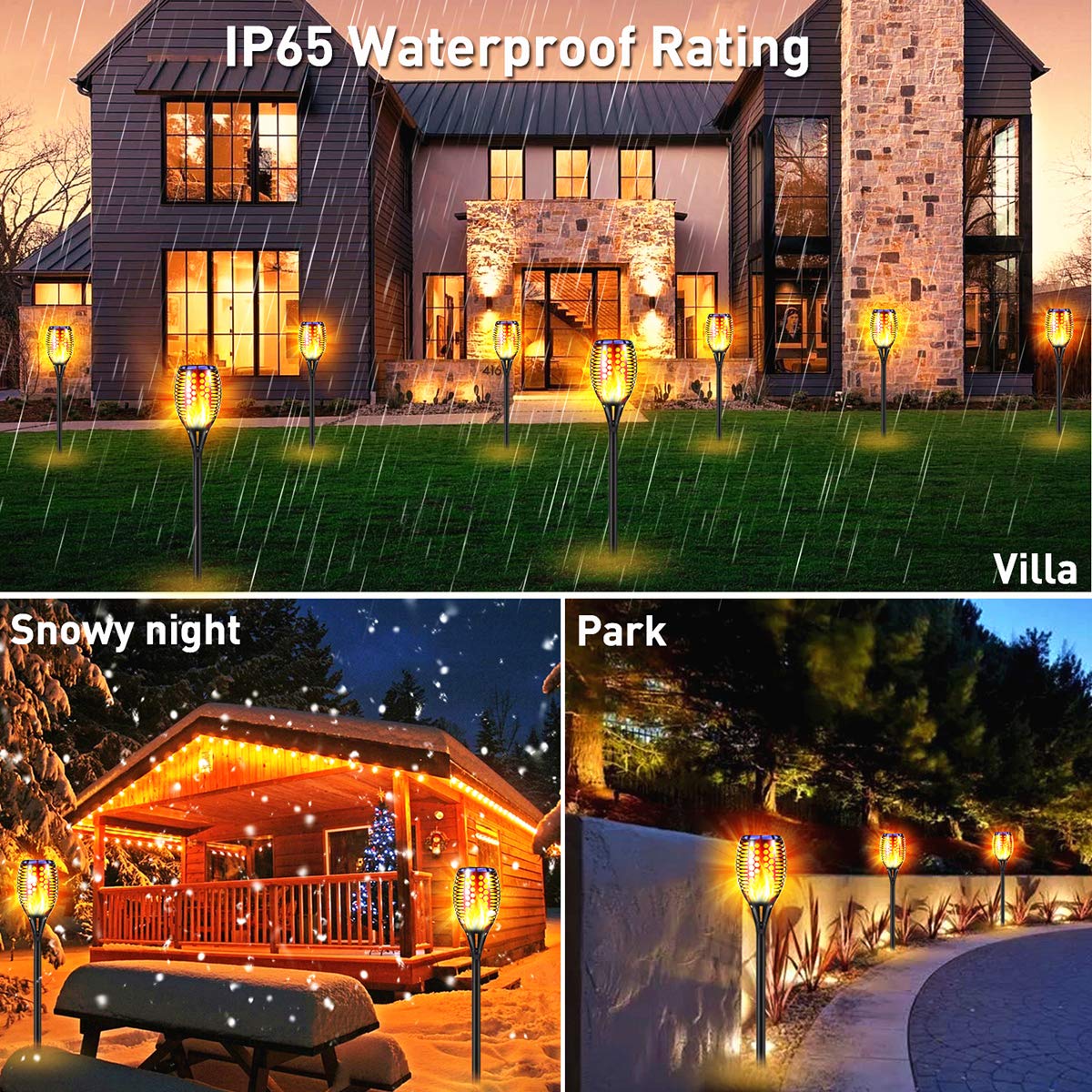 Topmante Upgraded Solar Torch Lights,96 LED Waterproof Flickering Dancing Flames Torches Light Outdoor Solar Landscape Decoration Lighting Auto On/Off Pathway Lights for Garden Patio Yard(4 Pack)