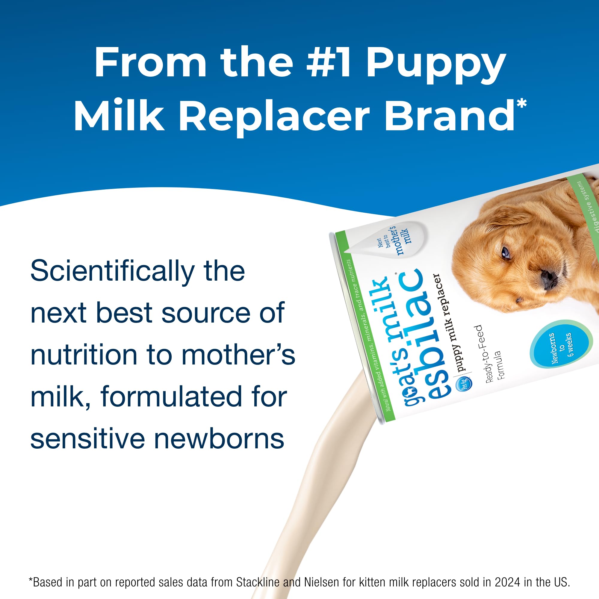 Pet-Ag Goat’s Milk Esbilac Liquid - 11 oz, Pack of 4 - Ready-to-Feed Puppy Formula with Vitamins, Minerals, and Trace Nutrients for Puppies Newborn to Six Weeks Old - for Sensitive Digestive Systems