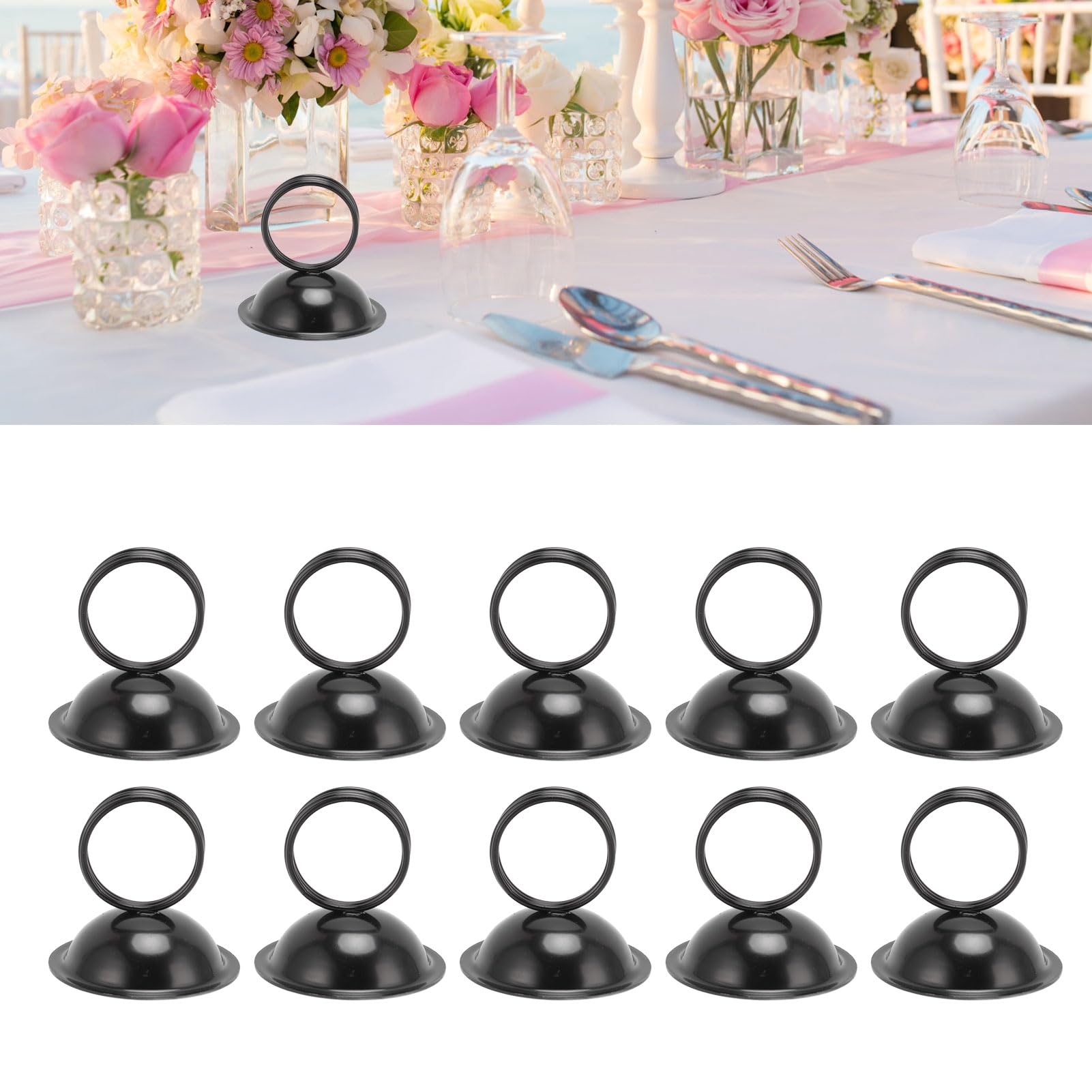 INSENSIVE 10pcs Place Card Holders Wire Picture Stand Menu Clips for Wedding Reception Table Number Display (Stainless steel)