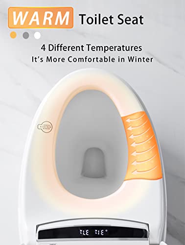 Intelligent Toilets,Smart Toilets,Automatic Flip,Heating,Rinsing,Drying,Cleaning,Temperature Adjustable,Waterproof Protection.Easy Installation. (8) White