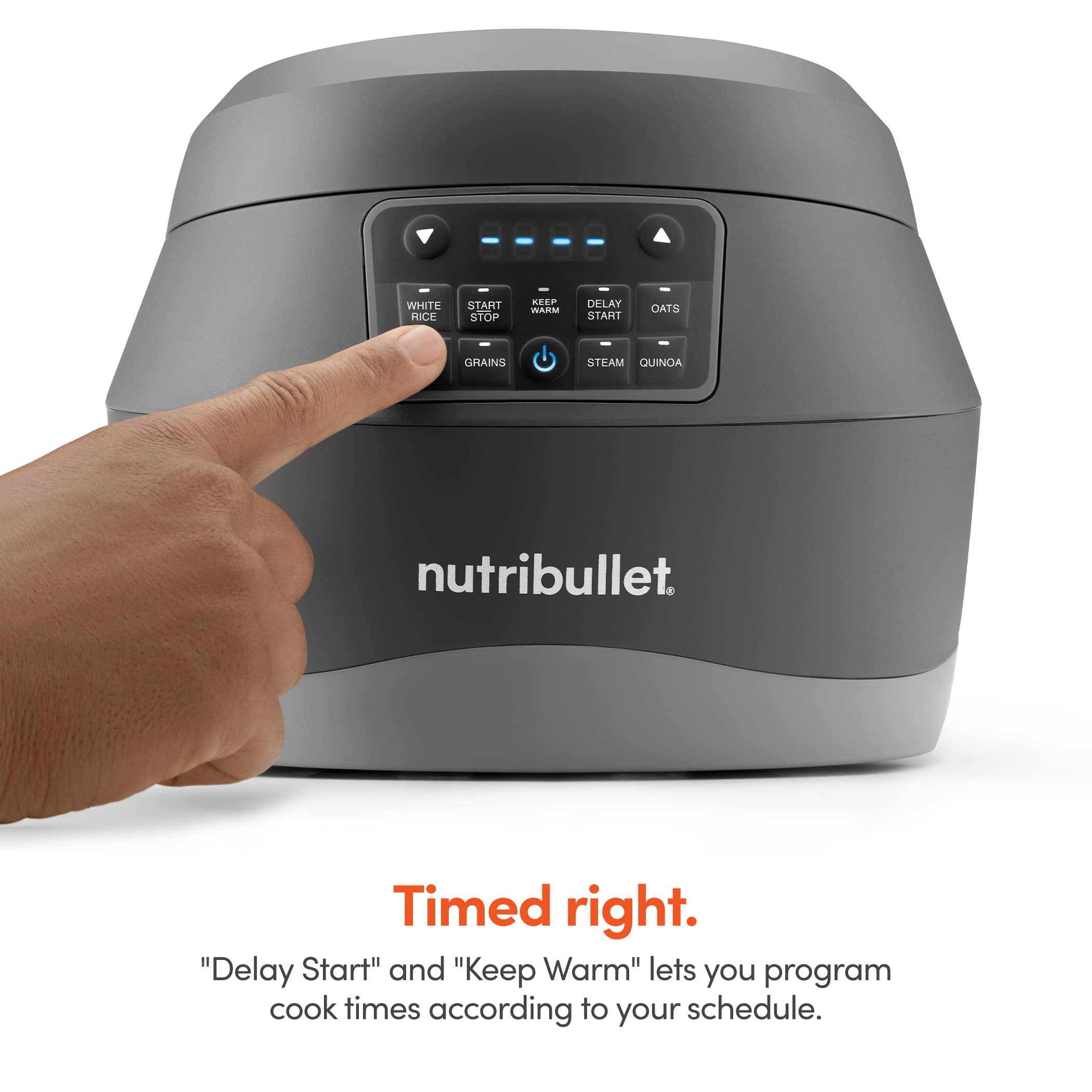 nutribullet EveryGrain Cooker & Personal Blender for Shakes, Smoothies, Food Prep, and Frozen Blending, 24 Ounces, 600 Watt, Gray, (NBR-0601)