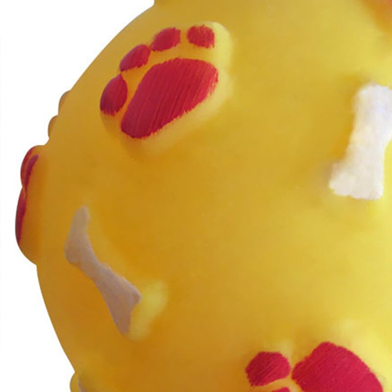 Interactive Squeaky Pet Chew Ball with Bone Print for Puppies, Dog Toy for Chewing and Dental Health