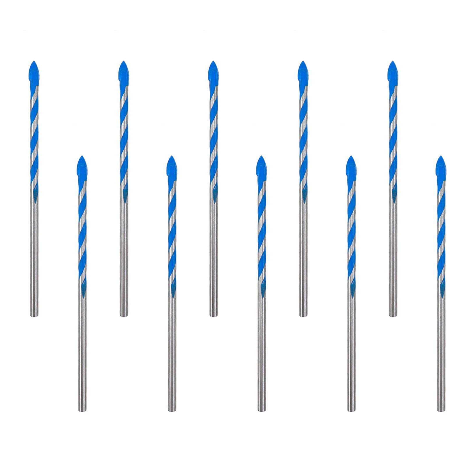 Rannb 10pcs Masonry Drill Bit Set 1/8" Drilling Dia Carbide Drill Bit for Glass, Tile and Ceramic