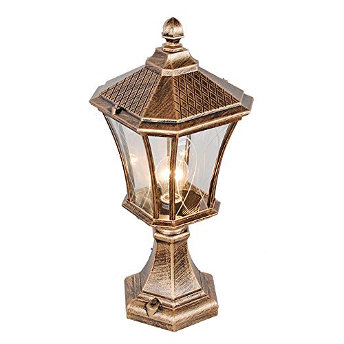 ZZYJYALG European Outdoor Basic Pedestal Post Light Bronze Waterproof Garden Villa Garden Lights Home Retro Traditional Lantern Door Column Gate Wall Pillar Lamp