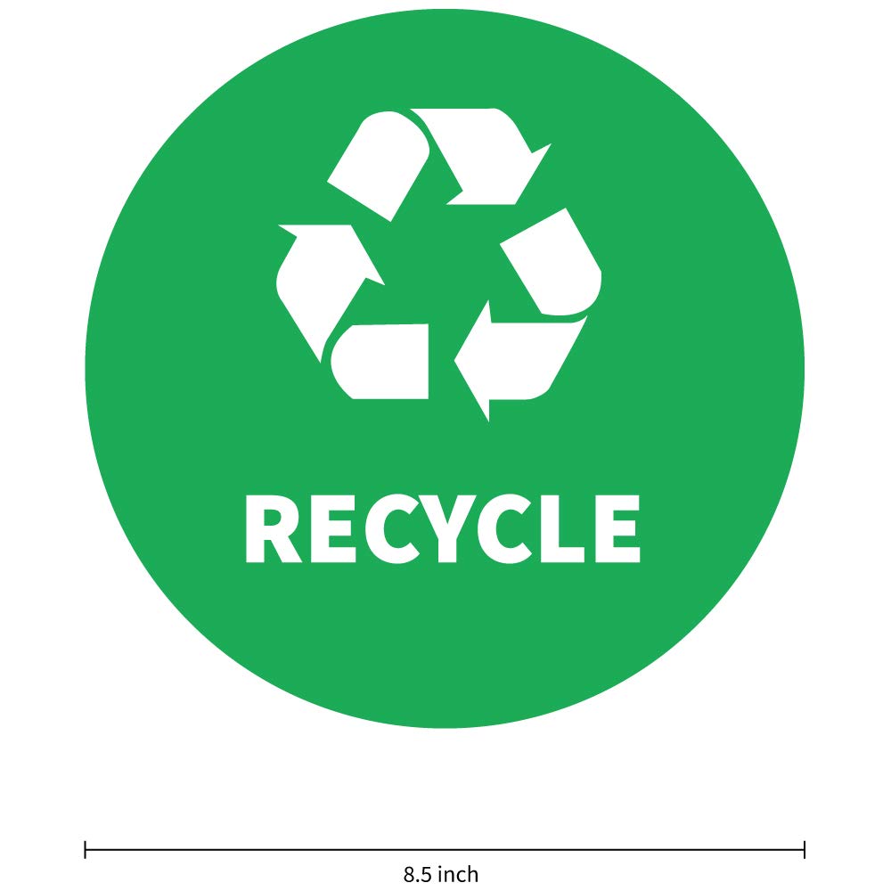 Recycle And Trash Decal/Sticker Signs (8.5 inches) - Waterproof-2pk; Removable, Durable, Air-Release, Weather-Resistant, Long Lasting Vinyl Labels For Recycling And Trash Bins, Indoor And Outdoor Use.