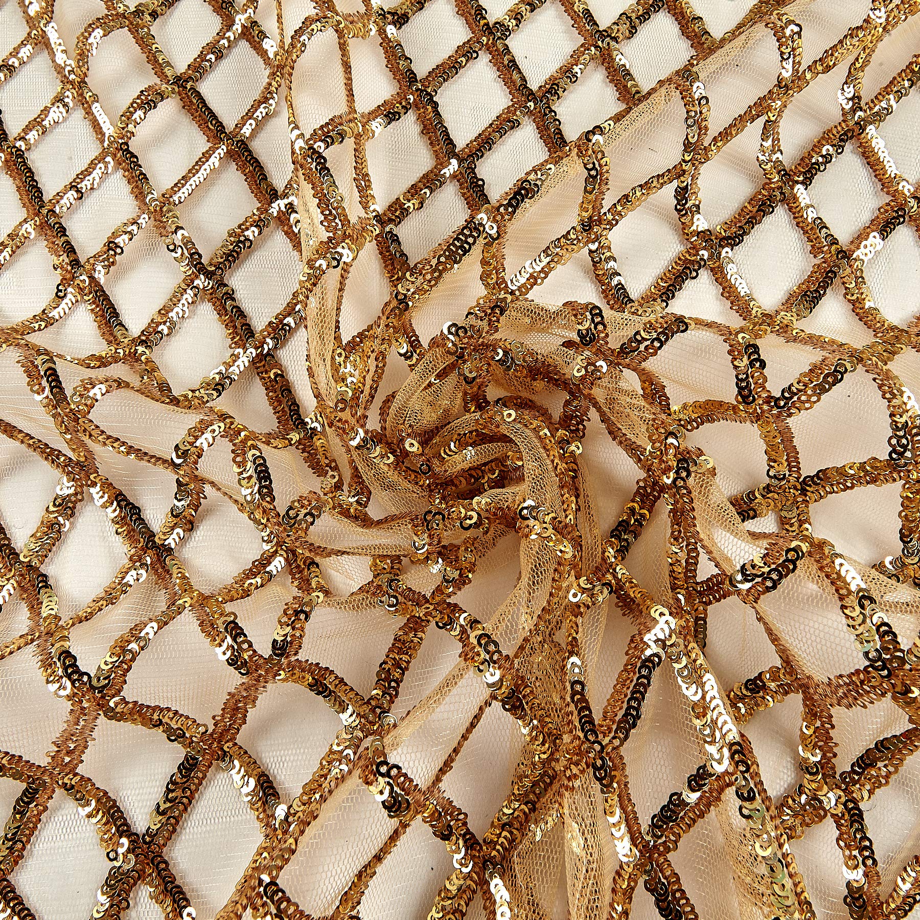 Luxury Sequin Glitz Mesh Gold, Fabric by the Yard