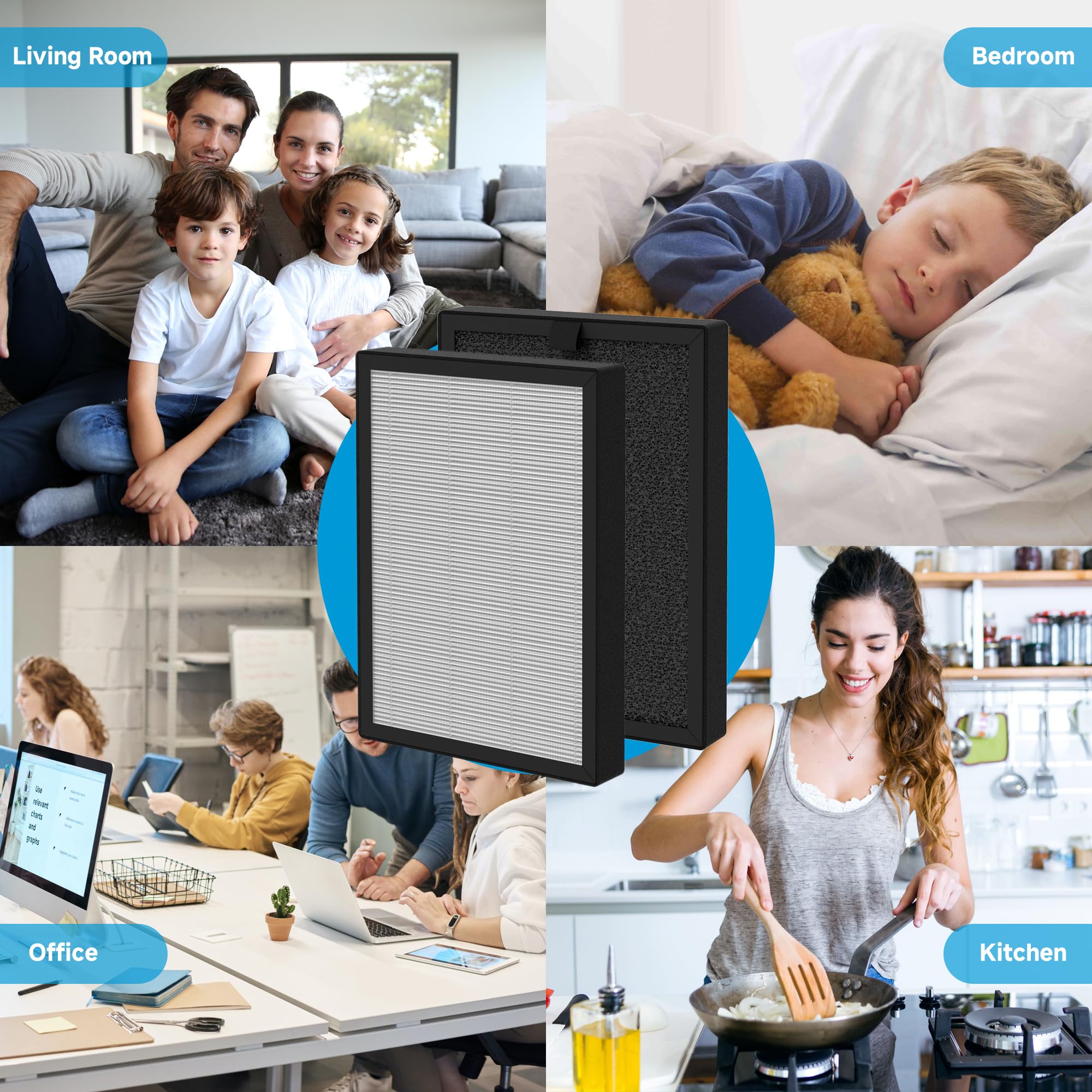KF250 H13 True HEPA Replacement Filter Compatible with Kenmore 1200e Series PM2010 Air Cleaner Purifier, Part # KF250, 2 Sets (4pcs)