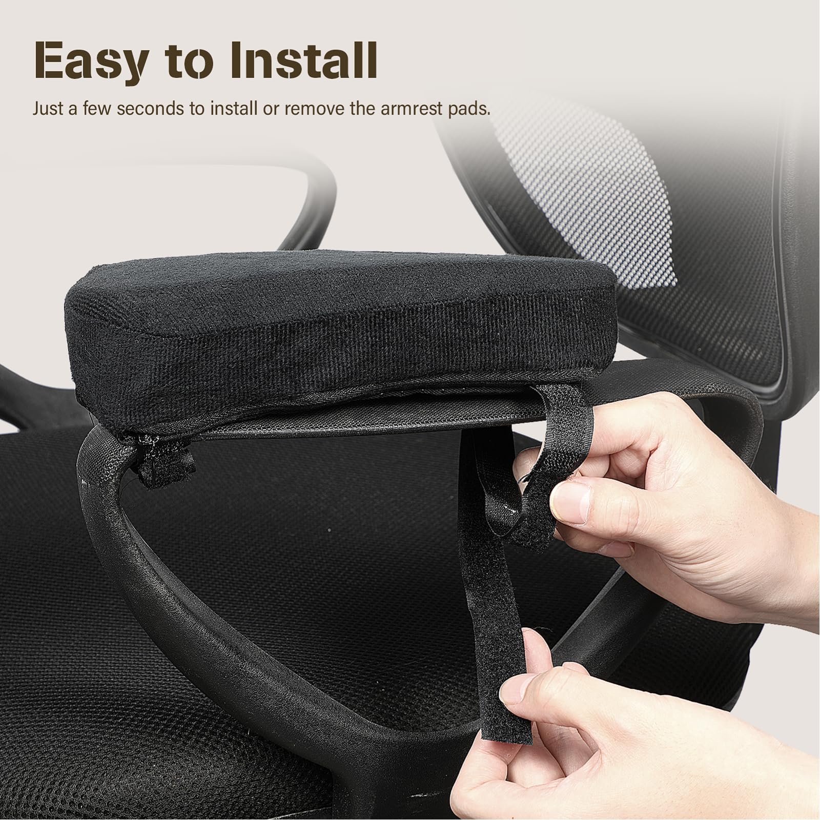 Epicover Memory Foam Chair Armrest Pads, 1 Pair Office Chair Arm Pads, Gaming Chair Arm Rest Pillows, Desk Chair Elbow Support Cushions for Offices, Study Rooms, Game Rooms