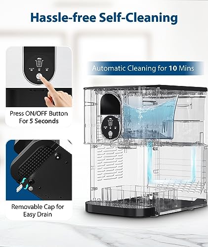 Joy Pebble Nugget Ice Maker Dispenser, Self Dispensing Pellet Ice Maker, 44lbs/24H, 15Mins Quick Ice Make, 3.3lbs Ice Storage, Ice Full Indicator, Self-Cleaning, Home, Kitchen, Bar, Party Silver