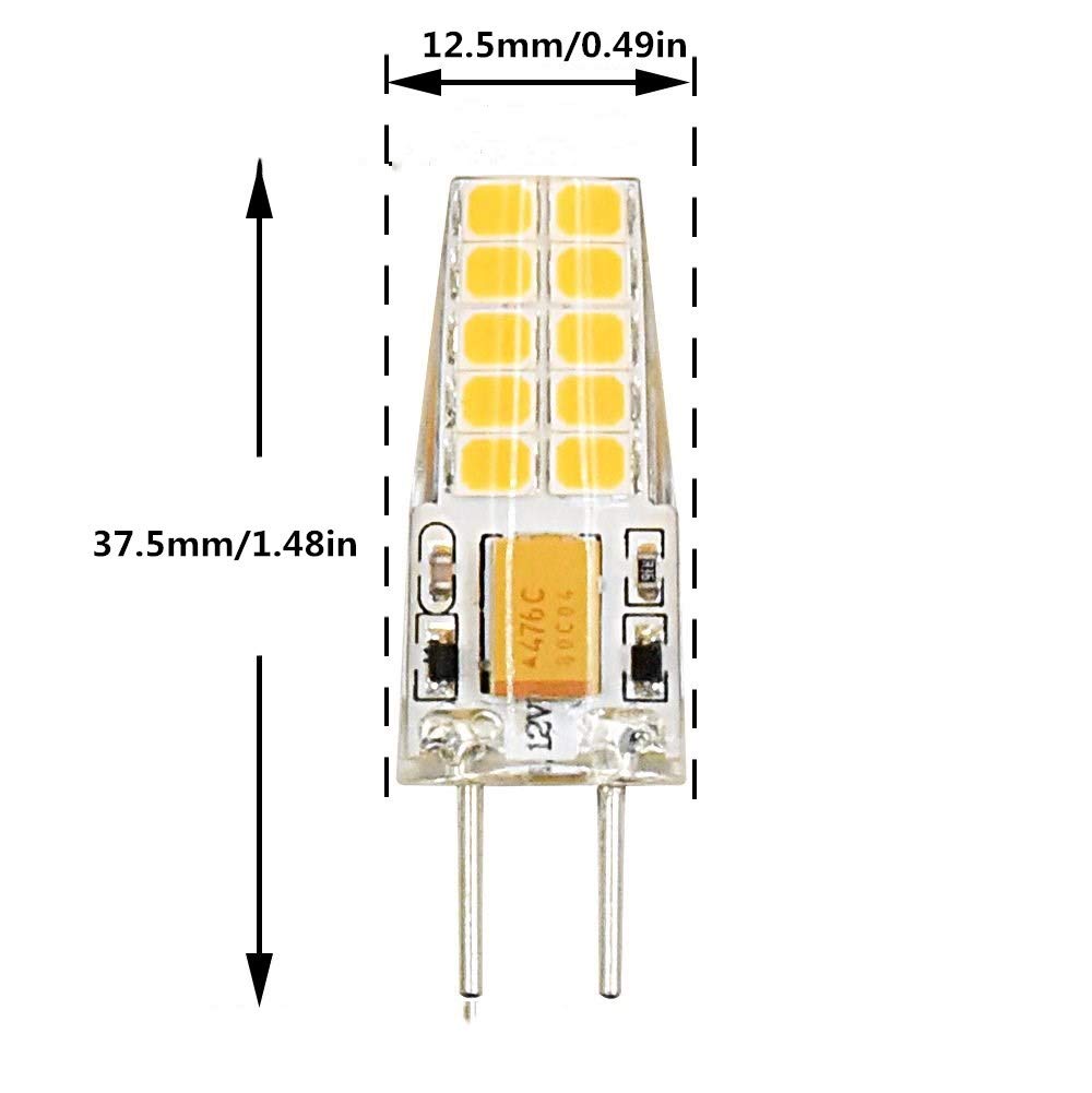 Lxcom Lighting 2.5W G4 led Light Bulbs AC/DC 12V G4 Mini LED Bulb(4 Pack)- 25W Halogen Light Bulbs Replacement Warm White 3000K JC T3 Lamp for Chandelier Display Puck Light Landscape Lighting