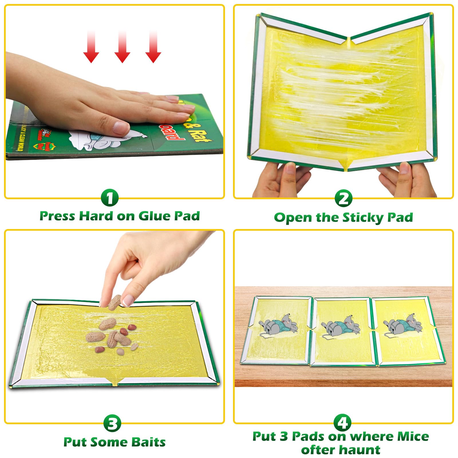 Mouse Glue Traps,Rat Glue Traps,12 Pack Enhanced Stickiness Mouse Traps Traps Sticky Pad Board for House Indoor and Outdoor Rat