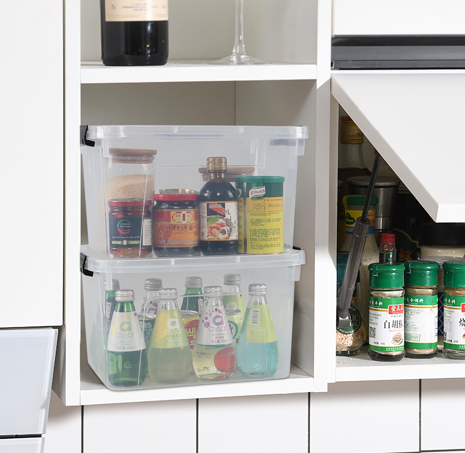 Kiddream 10.5 Quart Clear Storage Boxes, Plastic Bins with Lids and Handles Set of 4