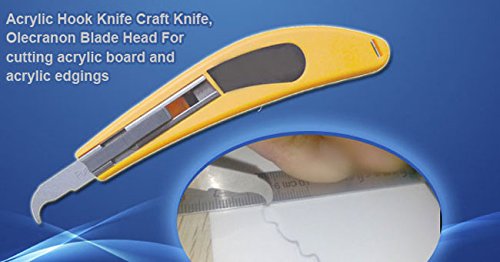 Multi-Use Acrylic Hook Knife Plastic PVC Cutter Craft Knife Cutting Plexiglass + 2 Blades