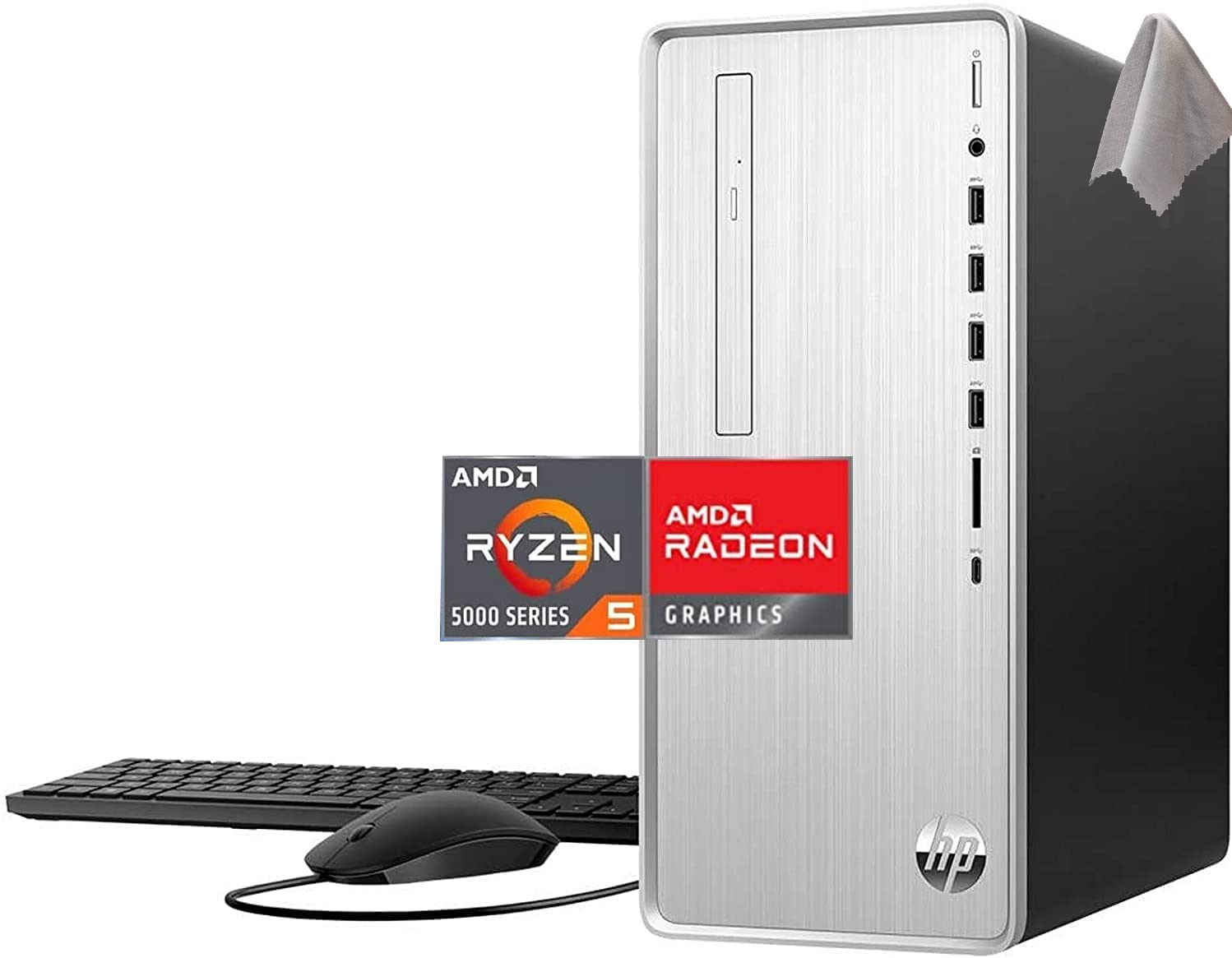 HP 2023 Newest Pavilion Desktop PC, AMD Ryzen 7 5700G, RTX 4090, 16GB RAM, 1TB HDD, 512GB SSD, Wi-Fi, Bluetooth, 9 USB Ports, Windows 11, Pre-Built PC Tower Bundle with JAWFOAL