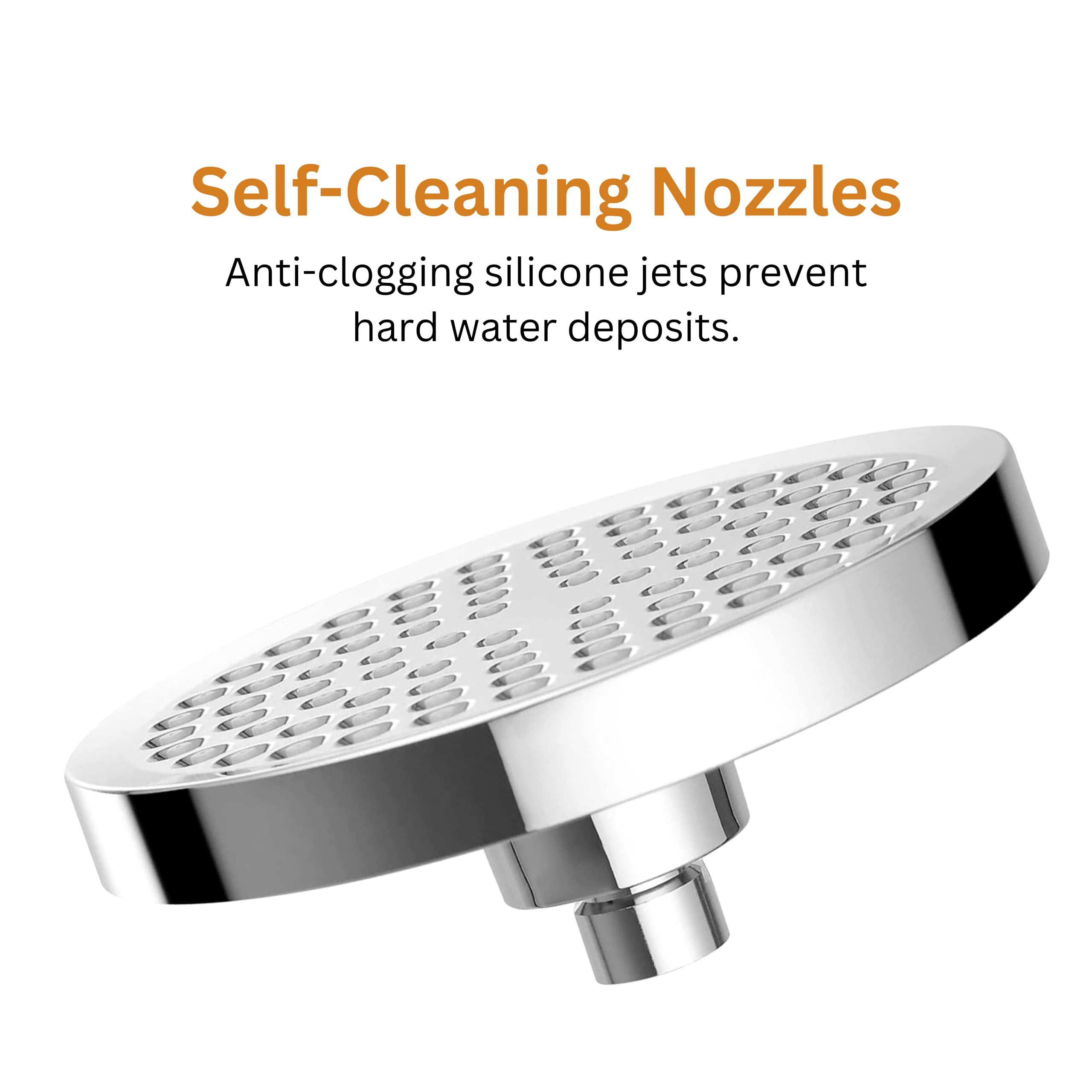 HandyCondo High Pressure Shower Head 6 Inch | Showerhead Is Perfect For Homes With Low Water Pressure | Leakproof Fixed Shower Heads With Angle-Adjustable Swivel Ball (Chrome)