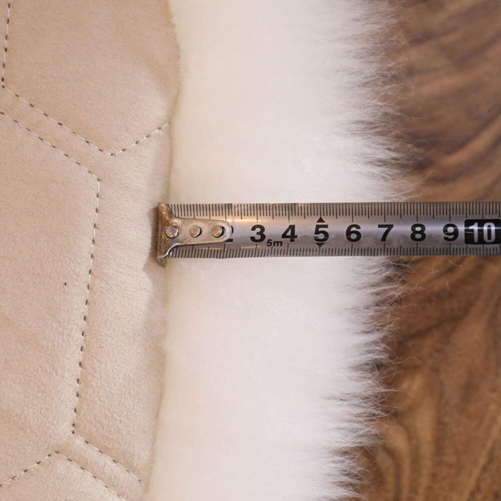 Genuine Round Sheepskin Chair Pad Long Wool Stool Seat Cushion Soft Fluffy Area Rug for Living Room Bedroom Office (16 x 16 in,White)
