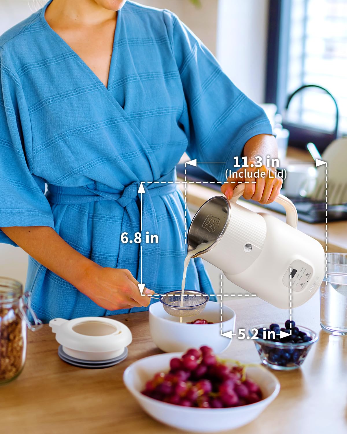 KIDISLE Automatic Nut Milk Maker, 20oz Homemade Almond, Oat, Coconut, Soy, Plant Based Milks and Non-Dairy Beverages with Delay Start/Keep Warm/Self-Cleaning/Boil Water, White