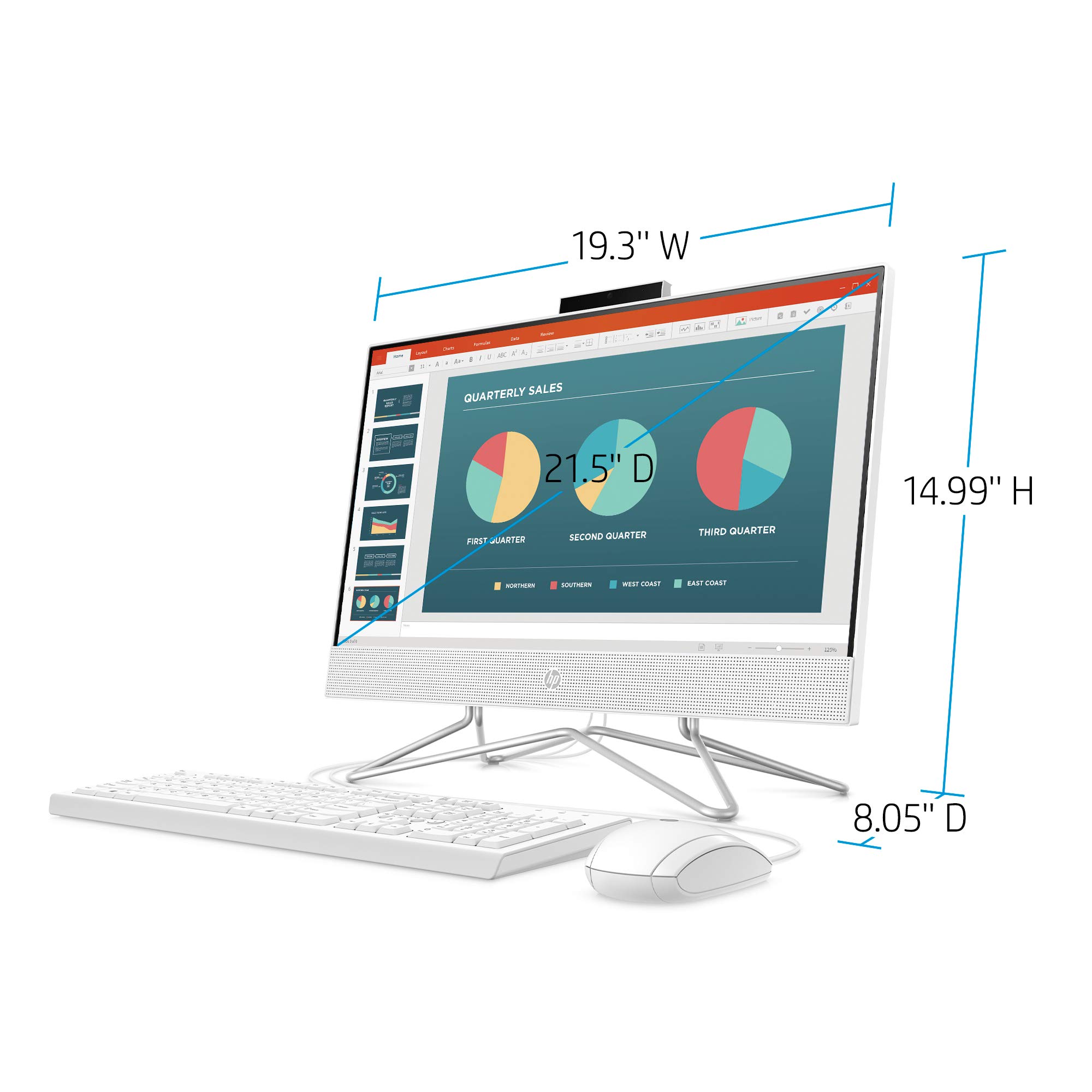 HP All-in-One Desktop Computer, 22" FHD Display, Intel Celeron G5900T, DVD-Writer, 4 USB Ports, AC WiFi, HDMI, Bluetooth, Windows 11 Home (22, 16GB RAM | 512GB SSD, White) (Renewed)