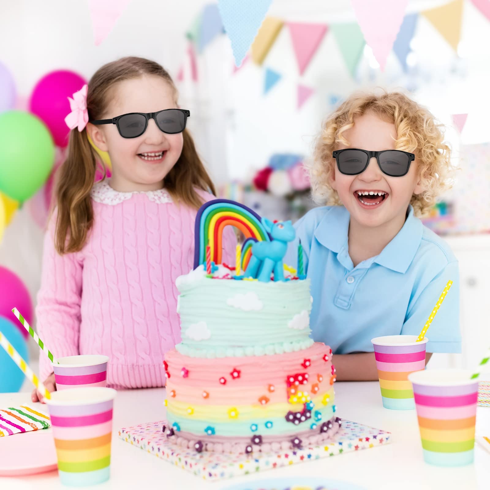 Morcheiong 12 Pack Party Sunglasses in Bulk for Birthday Summer Party Goody Bag Fillers Favors (Black)