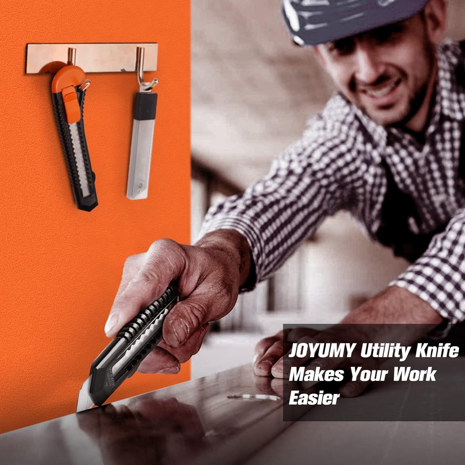 JOYUMY 20 Pack Utility Knife, Box Cutter Retractable, Box Knife for Cartons, Cardboard, and Boxes, Box Opener with 10 Pieces 18mm Snap-off Blade, Razor Knife for Office and Home Use, Box Cutters