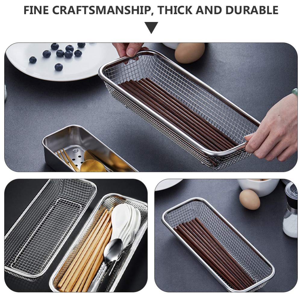 DOITOOL Dishwasher Silverware Cutlery Basket Spoon Fork Case Sink Basket Rack Organizers Cutlery Silverware Storage for Cooking Countertop Silver