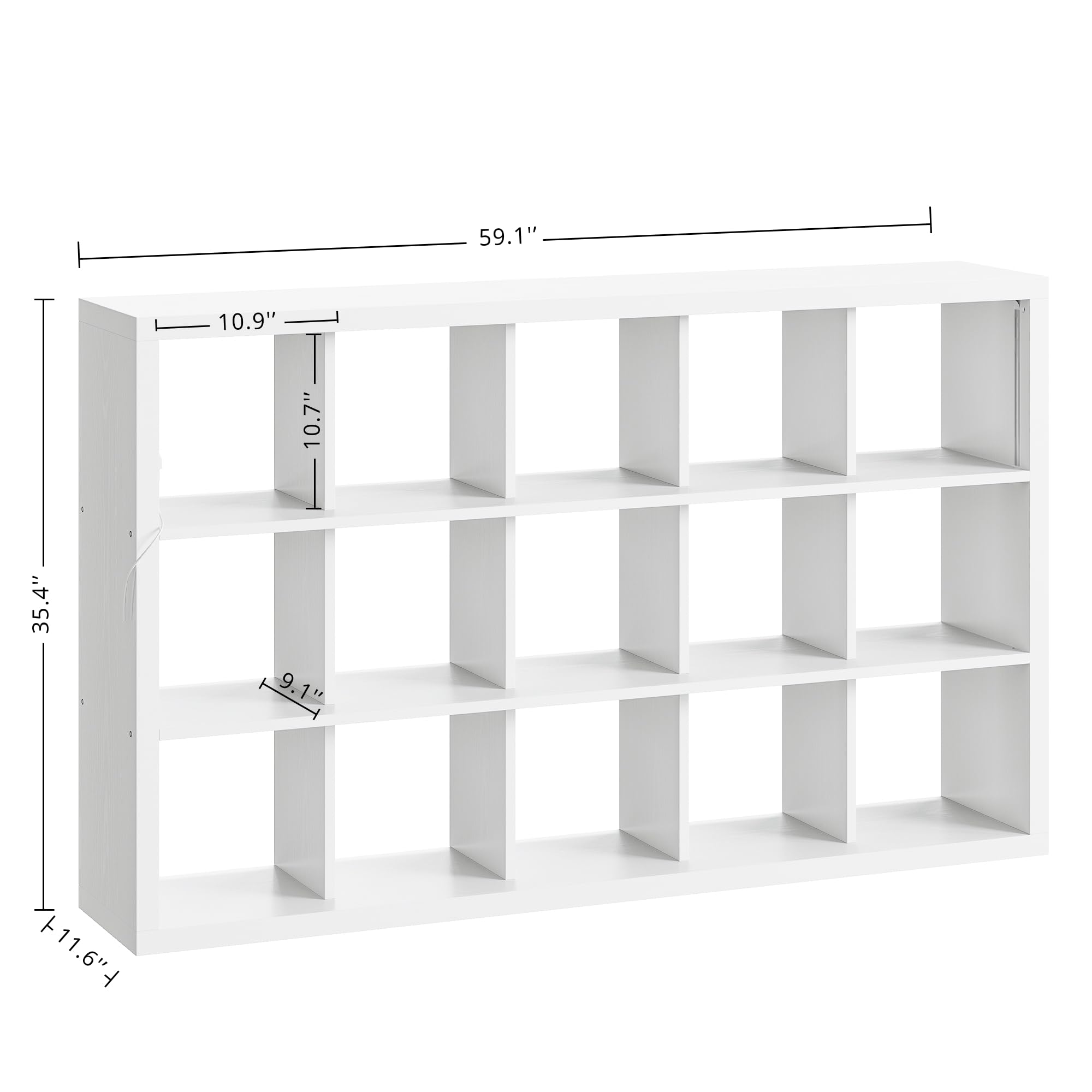 IRONCK 15 Cube Bookcase Storage Shelf Organizer with LED Lights, 5 Tier Bookshelves and Bookcases Display Shelves, Horizontally or Vertically Use, White