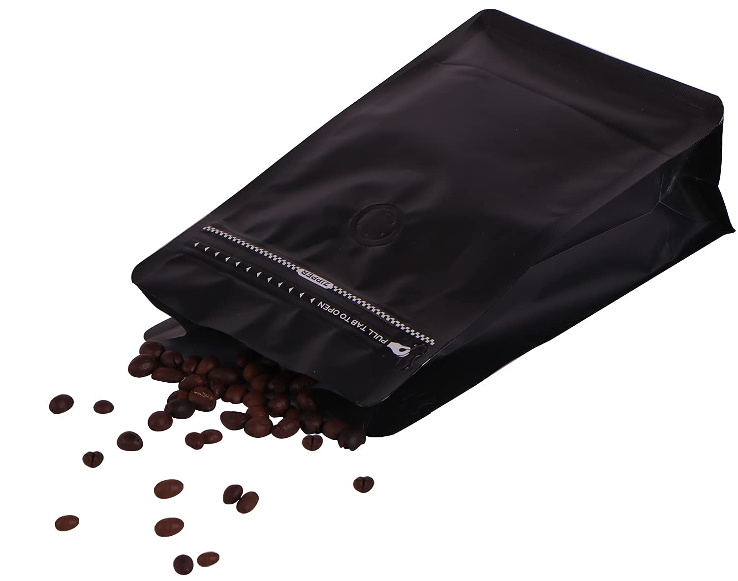 REMTAP Coffee Bags with Valve(50 pcs,16 oz/1 lb) Black High Barrier Aluminum Foil Flat Bottom Standing Empty Coffee Beans Storage Bag,Reusable Heat Sealable Side Zipper Pouches for Home or Store