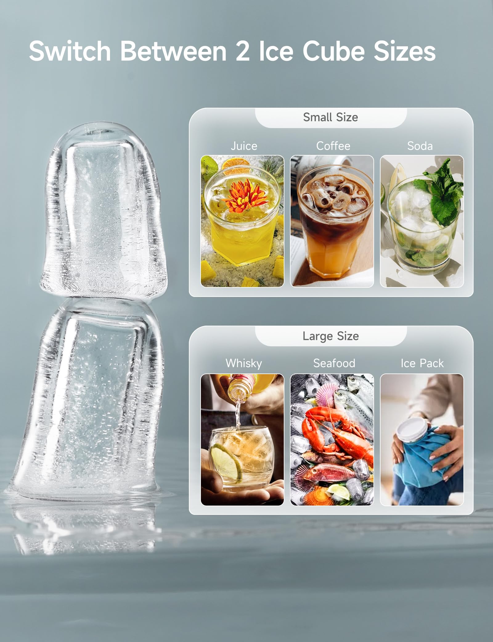 HiCOZY Countertop Ice Maker, Ice in 6 Mins, 24 lbs/Day, Portable & Compact Gift with Self-Cleaning, for Apartment/Cabinet/Kitchen/Office/Camping/RV(Gray Green)